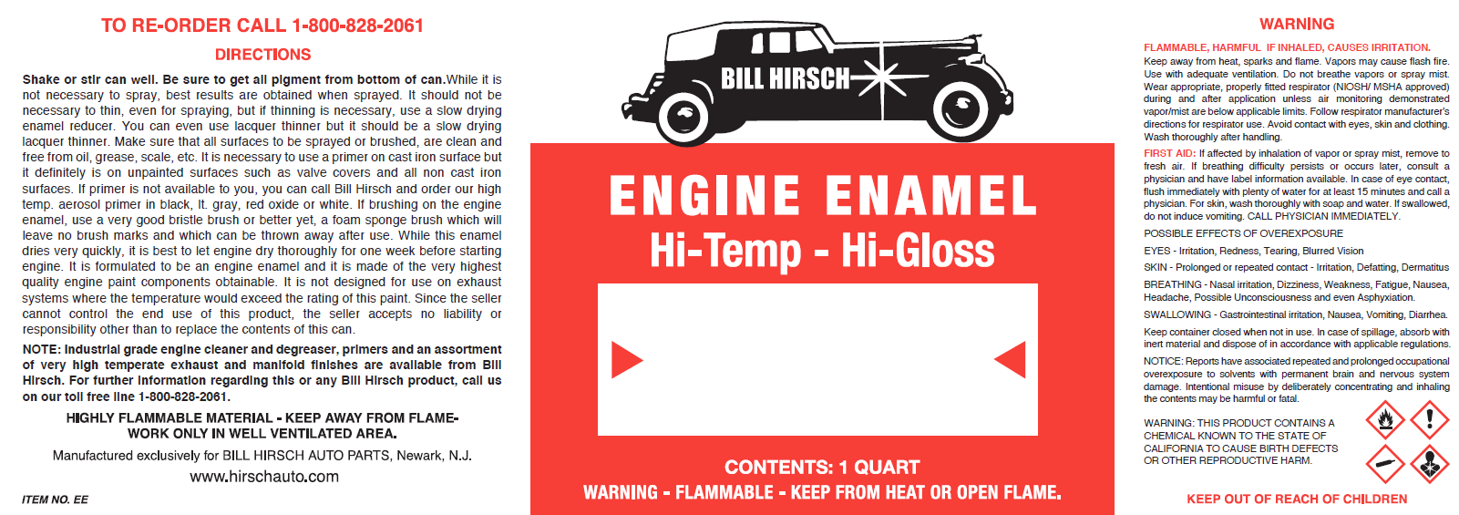 Engine Enamel Online | High Temp Engine Paint | Hirsch Auto-hirschauto.com